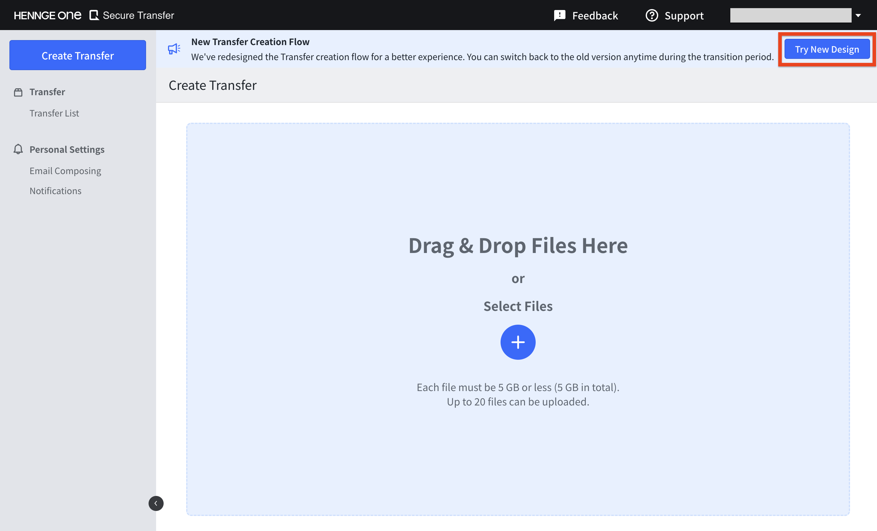 [Secure Transfer] New Transfer Flow – HENNGE One Help Center