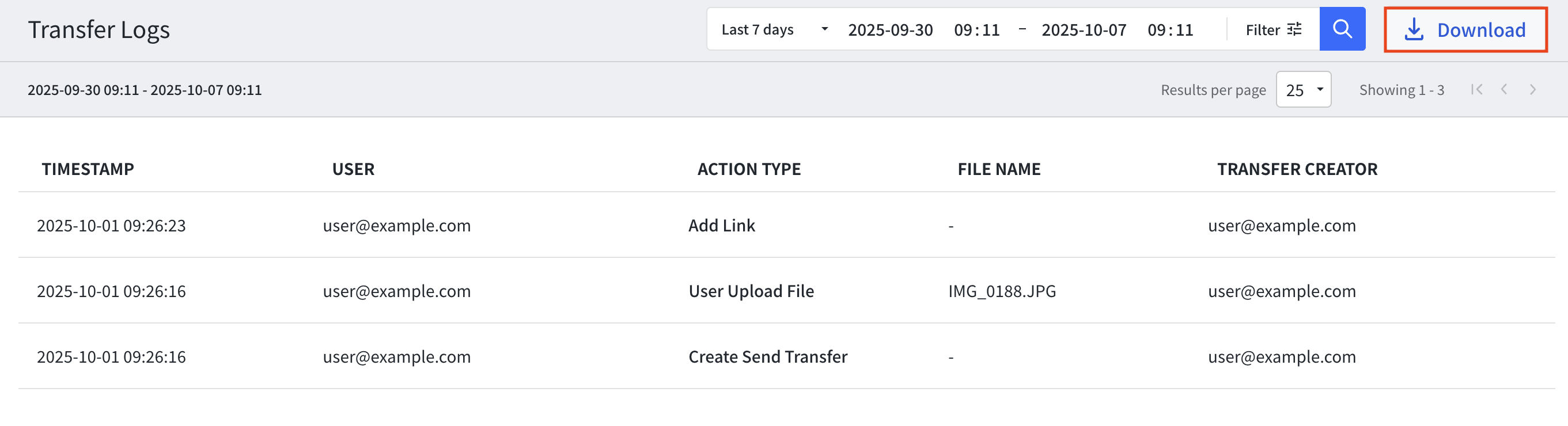 [Secure Transfer] Checking and Downloading Transfer Logs – HENNGE One Help Center